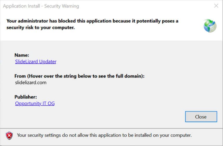 Installation of SlideLizard failed / error | SlideLizard Help