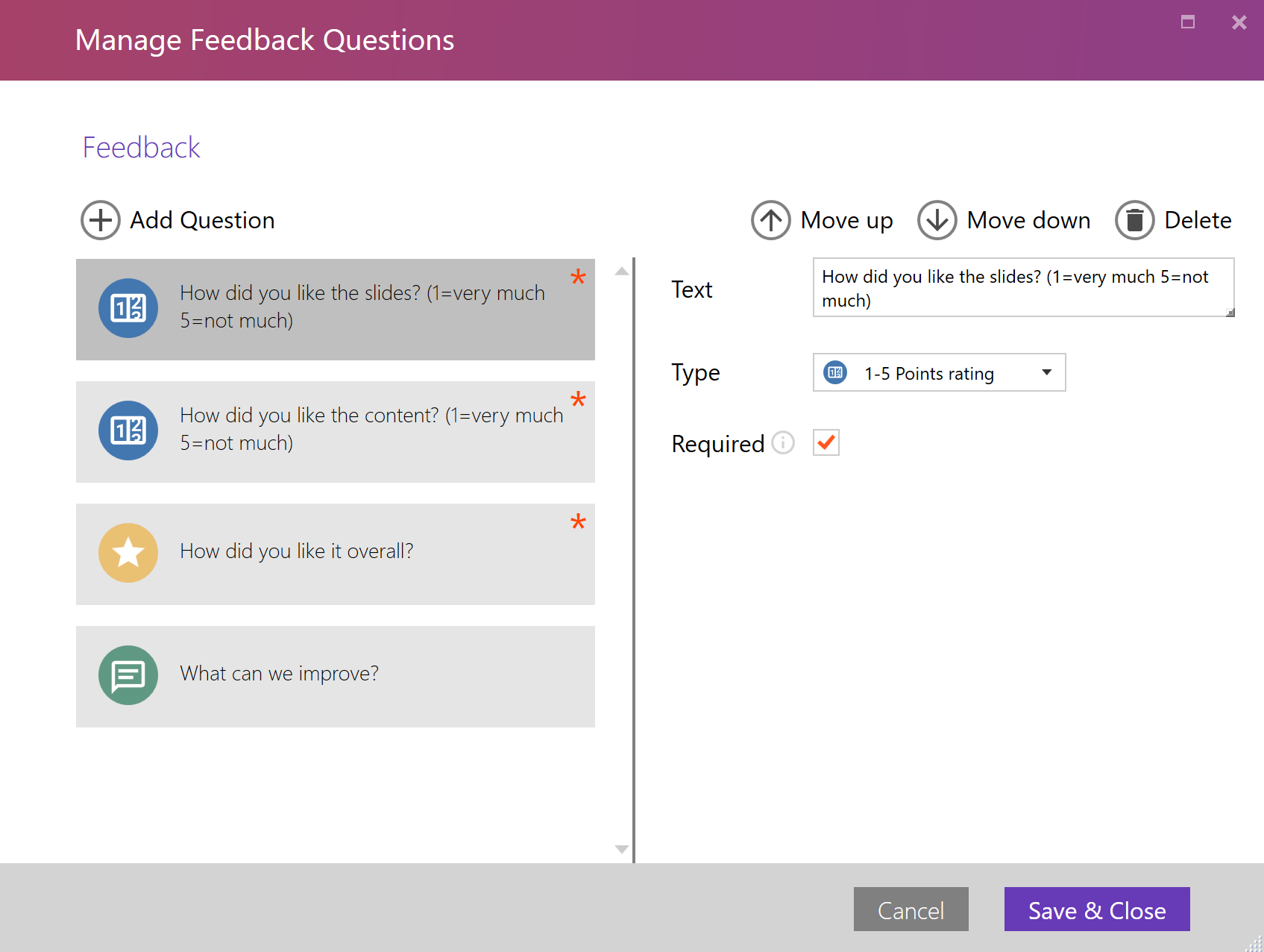 How to customize the feedback form | SlideLizard Help