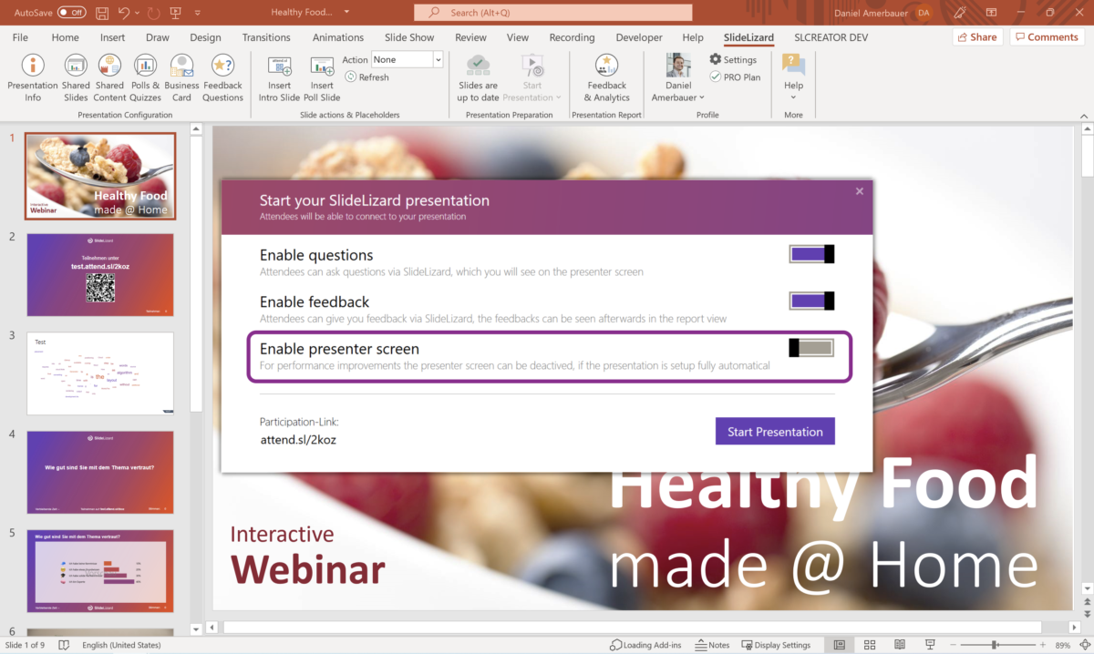 Use SlideLizard with a single screen | SlideLizard Help